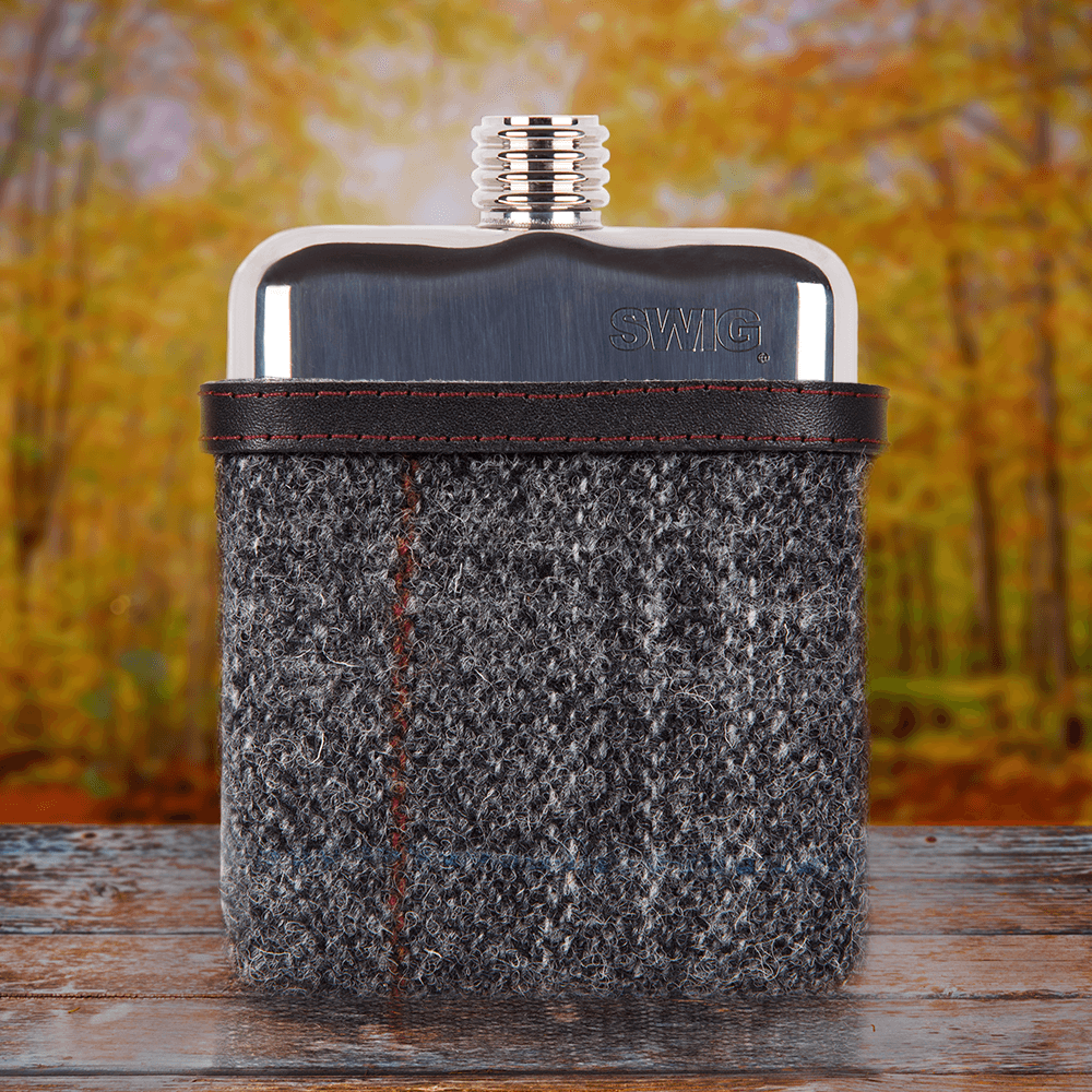 SWIG Hip Flask Harris Tweed Black – SWIG Hip Flasks