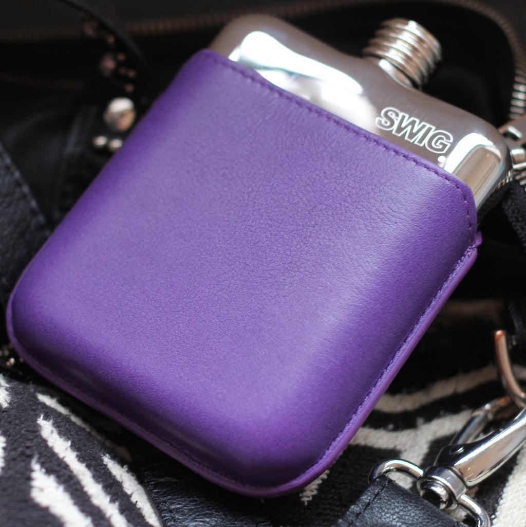 SWIG® Hip Flasks - Purple Moulded Leather Hip Flask – SWIG Hip Flasks